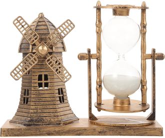 NUOBESTY TOGEVAL Vintage Sanduhr Leuchtturm Deko in Gold Kreative Tischdekoration f&uuml;r Wohnzimmer und B&uuml;ro Kompakte Sichere Glasfigur im Retro Stil Stilvolles W