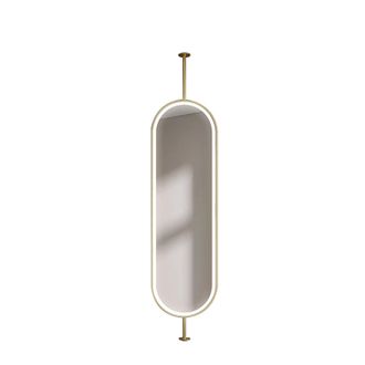 Generic Ovaler Deckenspiegel, drehbarer dekorativer Spiegel, dreifarbige LED-Temperatur einstellbar, geeignet for Badezimmer-Schminktische(Gold,60x100cm)