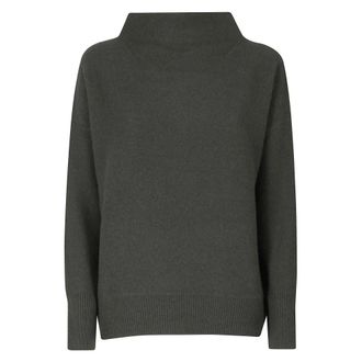 Vince Pull-over &agrave; col chemin&eacute;e en cachemire bouilli - Femme - Pulls - Vert - Taille: 38 FR