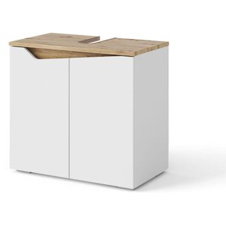 Vicco Meuble sous vasque simple Marelle, Blanc, 60 x 57.5 cm avec 2 portes
