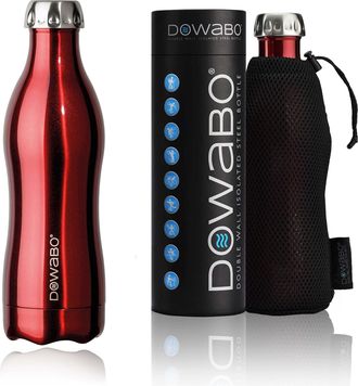 Dowabo Isolierflasche - Edelstahl Trinkflasche, BPA-frei, kohlensäuredicht, auslaufsicher - inklusive Bottle-Bag - Red 500 ml