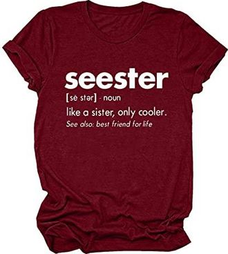 Generic 2025 Seester Like A Sister Only T-shirt cool pour femmes avec impression de lettres pour le sport, les sorties, hauts amples d&eacute;t&eacute;, t-shirt graphique d