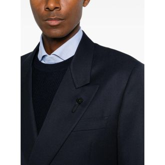 Lardini Double-Breasted Wool Blazer - Navy