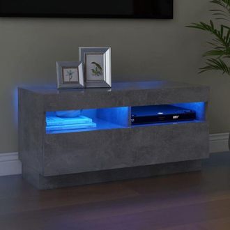 vidaXL Meuble tv avec lumi&egrave;res led gris b&eacute;ton 80x35x40 cm