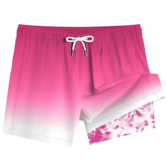 Generic Maillot de bain pour homme avec doublure de compression, couture int&eacute;rieure, short de bain, maillot de bain avec poches, rouge, XXL