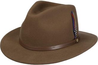 Stetson Chapeau en Laine Oriska Traveller Homme - de Feutre Pluie avec Bandeau Cuir Automne Ete Printemps Hiver Printemps-ete - XL (60-61 cm) Marron