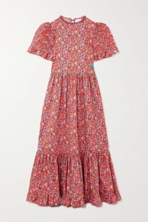 Horror Vacui Pari Maxikleid Aus Baumwolle Mit Blumenprint Und R&uuml;schen - Pink