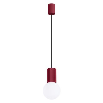 Sollux Lighting H&auml;ngelampe Pendelleuchte H&auml;ngeleuchte - Deckenlampe Aluminium Glas -1 Flammig - LED Lampe Gl&uuml;hbirne - Burgunderrot Halo