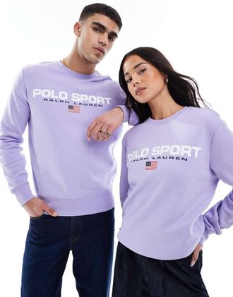 Polo Ralph Lauren Capsule sport - Sweat unisexe à grand logo drapeau sur le devant - Lilas-Violet