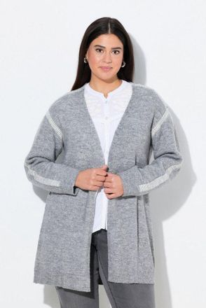 Ulla Popken Strickjacke Long-Strickjacke Ziern&auml;hte ohne Verschluss Langarm