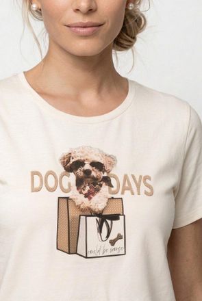 Monari T-Shirt Shirt Druck + Schmuck Regular fit mit Rundhalsausschnitt