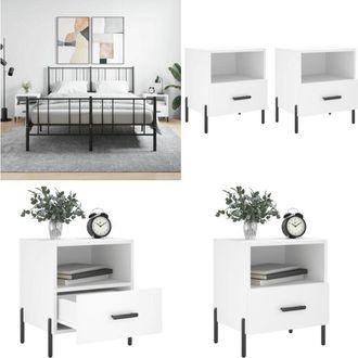 vidaXL Nachttische 2 Stk. Wei&szlig; 40x35x47,5 cm Holzwerkstoff - Nachtschr&auml;nke - Wohnzimmer M&ouml;bel - Holznachtschr&auml;nkchen - Wei&szlig;er Nachttisch - Kommode - Home &