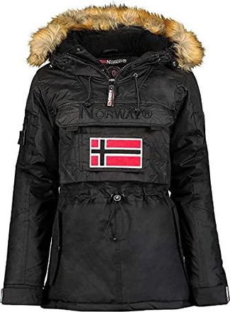 Geographical Norway Bulle Lady - Parka Chaude Femme Imperméable - Manteau Épais Capuche Outdoor - Blouson Chaud Coupe Vent Hiver - Doublure Extérieur Veste Femmes Noir XL