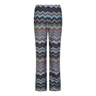 Missoni Femme, Pantalons, Multicolore, Taille: 36 FR Pantalon &Eacute;vas&eacute; en Viscose avec Chevrons et Motif Serpent