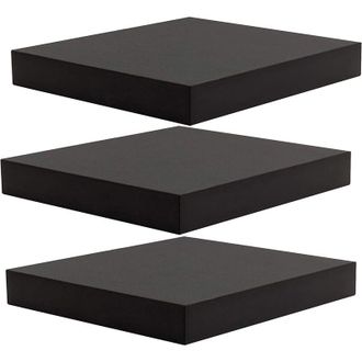 Woltu Woltu - Lot de 3 &Eacute;tag&egrave;re Murale en Bois mdf &eacute;tag&egrave;re Flottante pour Livres et cd, Noir