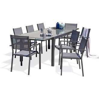 DCB Garden Dcb Garden - tolede - Ensemble repas 8 places en aluminium et plateau verre