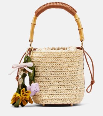 Self Portrait Bucket Bag Small aus Raffiabast