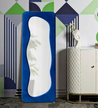 Dmora Spiegel Parnaiba 40x160h cm, blau Struktur: Stoff