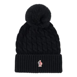 Moncler Grenoble Wollm&uuml;tze mit Bommel - - Accessories - Damen - Schwarzk - ONE SIZE