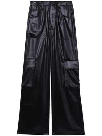 Bapy by A Bathing Ape pantalon en cuir artificiel à poches cargo - Noir