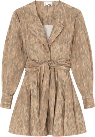Ganni Hemdblusenkleid aus Stretch-Baumwolle - - Dresses - Damen - Braun - S