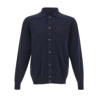 FILIPPO DE LAURENTIIS Strickjacke mit Kragen und Knopfleiste - - Knitwear - Herren - Blau - S