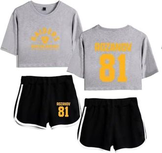 Generic Heated Rivalry Merch Rozanov 81 Print Print 2 pi&egrave;ces - Ensemble t-shirt court et short pour femme, v&ecirc;tements de rue d&eacute;contract&eacute;s pour fans de s&eacute;ries t