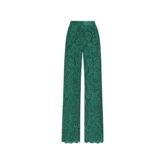 Dolce & Gabbana Femme, Pantalons, Vert, Taille: 46 FR Pantalon en dentelle Cordonetto