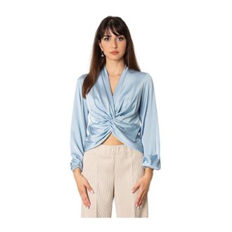 D.exterior Chemisier nou&eacute; - Femme - Blouses et Chemises - Bleu - Taille: 40 FR