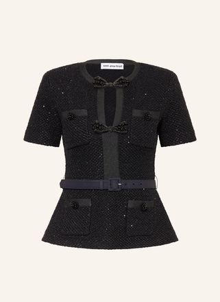 Self Portrait Self-Portrait Blusenshirt Aus Tweed Mit Pailletten schwarz