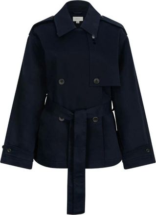 Calvin Klein Femme, Manteaux, Bleu, Taille: 42 FR Cotton Twill Short Trench Coat