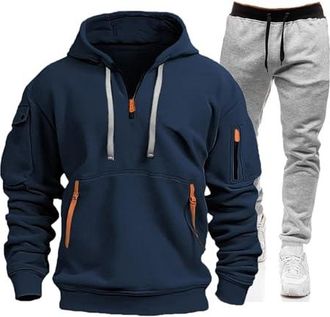 Generic Survetement Homme Ensemble Sweat &Agrave; Capuche et Pantalon V&ecirc;tement De Sport Chic Tenue Sport Homme D&eacute;contract&eacute; Ensemble 2 Pi&egrave;ces Tracksuit Automne Hiver 
