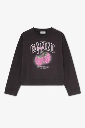 Ganni Sweat &agrave; col rond avec framboises Multicolore Coton biologique - Taille XXS - Pour Femme