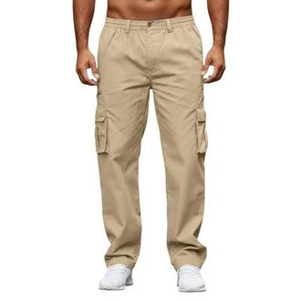 Generic Pantalon cargo pour homme - Coupe droite - Coupe droite - Pantalon de travail d&eacute;contract&eacute; - Couleur unie - Pantalon de jogging - Pantalon de randonn&eacute;e