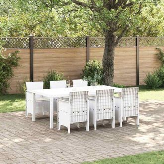 vidaXL Vidaxl - Ensemble de salle à manger pour jardin 7 pcs Blanc Rattan Polt