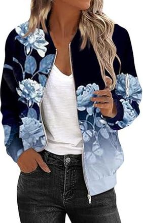 Generic Blouson Bomber Femme Mode Veste Femme Chic Vintage Bombers Fermeture &Eacute;clair Hauts Col Montant Veste De Sport Mode Automne Hiver Manteau Matelass&eacute; Minc