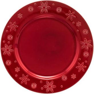 F&eacute;&eacute;ric Lights & Christmas Feeric Lights et Christmas - Assiette de pr&eacute;sentation colorama de no&euml;l d33cm Motif Flocon Rouge