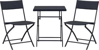 OUTSUNNY Bistroset Polyrattan 3tlg. Balkonmöbel Set Sitzgruppe Essgruppe Gartenmöbel Garnitur