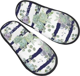 Generic Pantoufles DHiver Succulente Color&eacute;e Sur Rayure L&eacute;gers Pantoufles De Voyage Peluche Chaussons Maison Pour Int&eacute;rieur Femmes Spa L