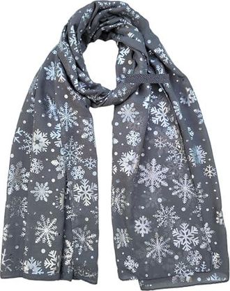 GFM &Eacute;charpe de No&euml;l &agrave; imprim&eacute; flocons de neige paillet&eacute;s pour femme (SNFLK-N) (Snflk-656-bh-Gris)