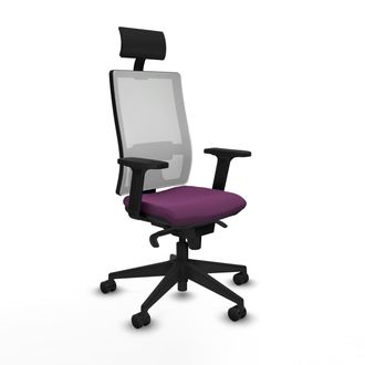 Piqueras y Crespo Ergonomischer Stuhl mit hoher R&uuml;ckenlehne und 2D-Armlehnen, h&ouml;henverstellbare Lendenwirbelst&uuml;tze und festes Kopfteil, ausgestattet mit Sincro 5 Positi