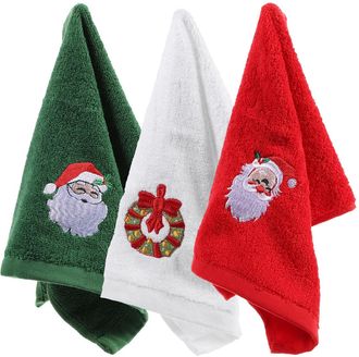 Hemobllo 3 St&uuml;ck Handtuch Weihnachten, Weihnachtshandt&uuml;cher, Baumwolle Weiches Und Besticktes G&auml;stehandt&uuml;cher Weihnachten Mit Kreativer Weihnachtsmotiv-Sticker