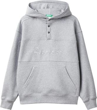 Benetton Maille avec Capuche. M/L 3vvuu201p Sweatshirt, Gris, XL Homme