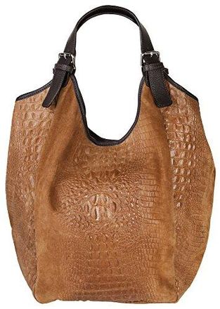 Samantha Look Sac shopping Damen echt Leder | Fabriqu&eacute; en Italie, sac bandouli&egrave;re emboss&eacute; crocodile, sac cabas &agrave; fermeture magn&eacute;tique 016650