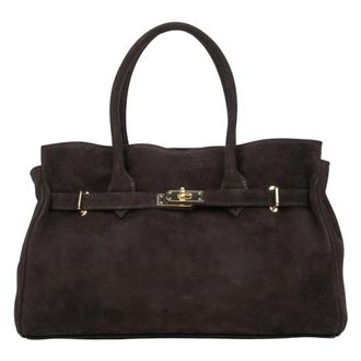 Estro & Luminara Gro&szlig;e Velours-Tasche - - Bags - Damen - Braun - ONE SIZE