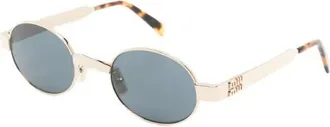 Miu Miu Eyewear SMUB51 Oval Metal Frame Sunglasses - Silver
