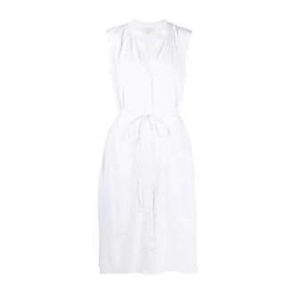 Vince Femme, Robes, Blanc, Taille: 36 FR Robe &agrave; Col Bande Fronc&eacute;