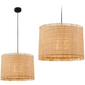 Briloner Borra Pendelleuchte, Strohschirm, Boho-Stil, E27 Fassung, Natur, Ø40 x 128 cm