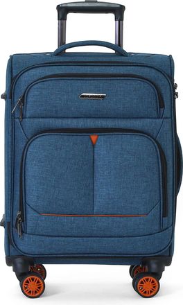 Infinity Leather Weichschalen-Handgep&auml;ckkoffer Leinen Blau 56x37x24 cm, 8 Rollen