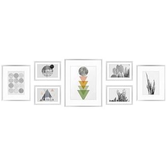 Golden State Art Bilderrahmen-Kollektion, Metall, 7 St&uuml;ck, Aluminium, silberfarben, Fotorahmen mit elfenbeinfarbener Matte und Echtglas